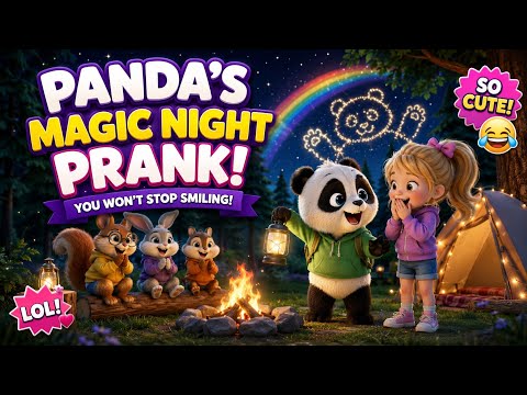 🐼🏕️ Mia & the Magic Baby Panda – Camping Night Prank! ✨#Kokosk