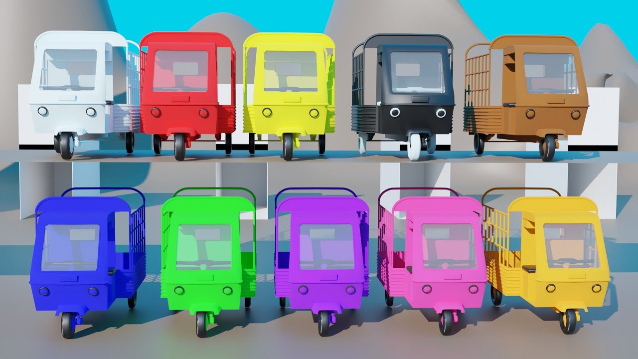 Indian 3d cartoon Rikshaw all type color | cheeel_kids - YouTube
