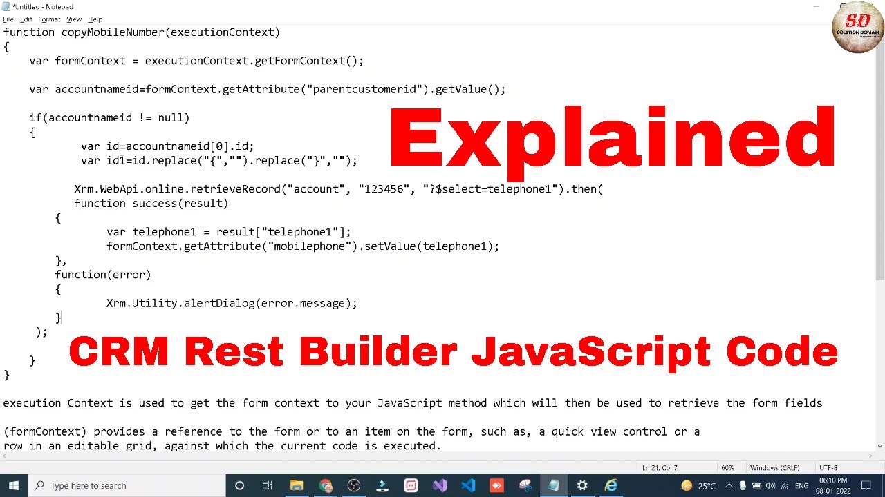 CRM rest builder javascript code explanation d365 #3 | @DotNETLittleBoy ...