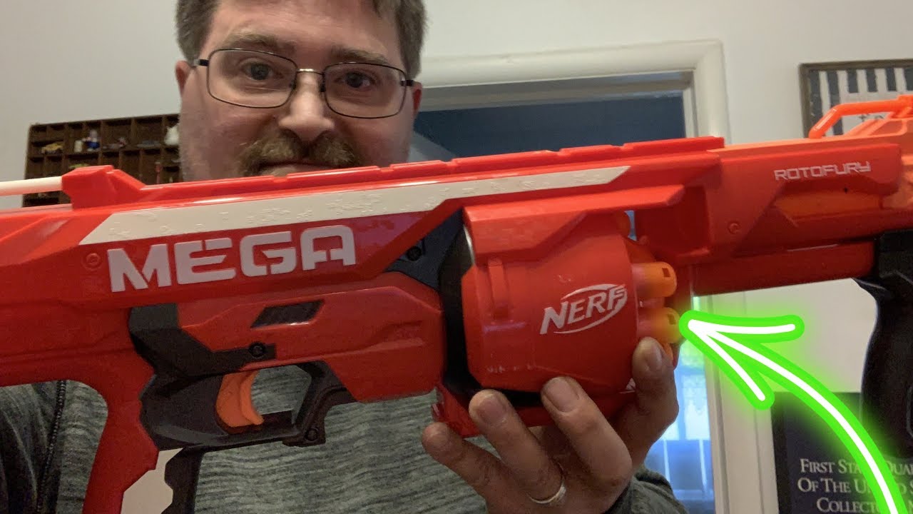 Nerf N-Strike Mega Series RotoFury Blaster Review - YouTube