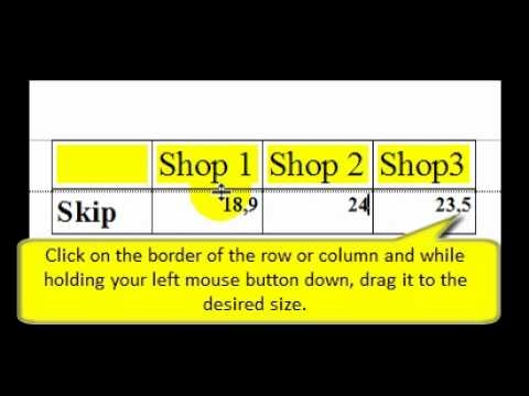 Modify column size in tables in OpenOffice Writer - YouTube