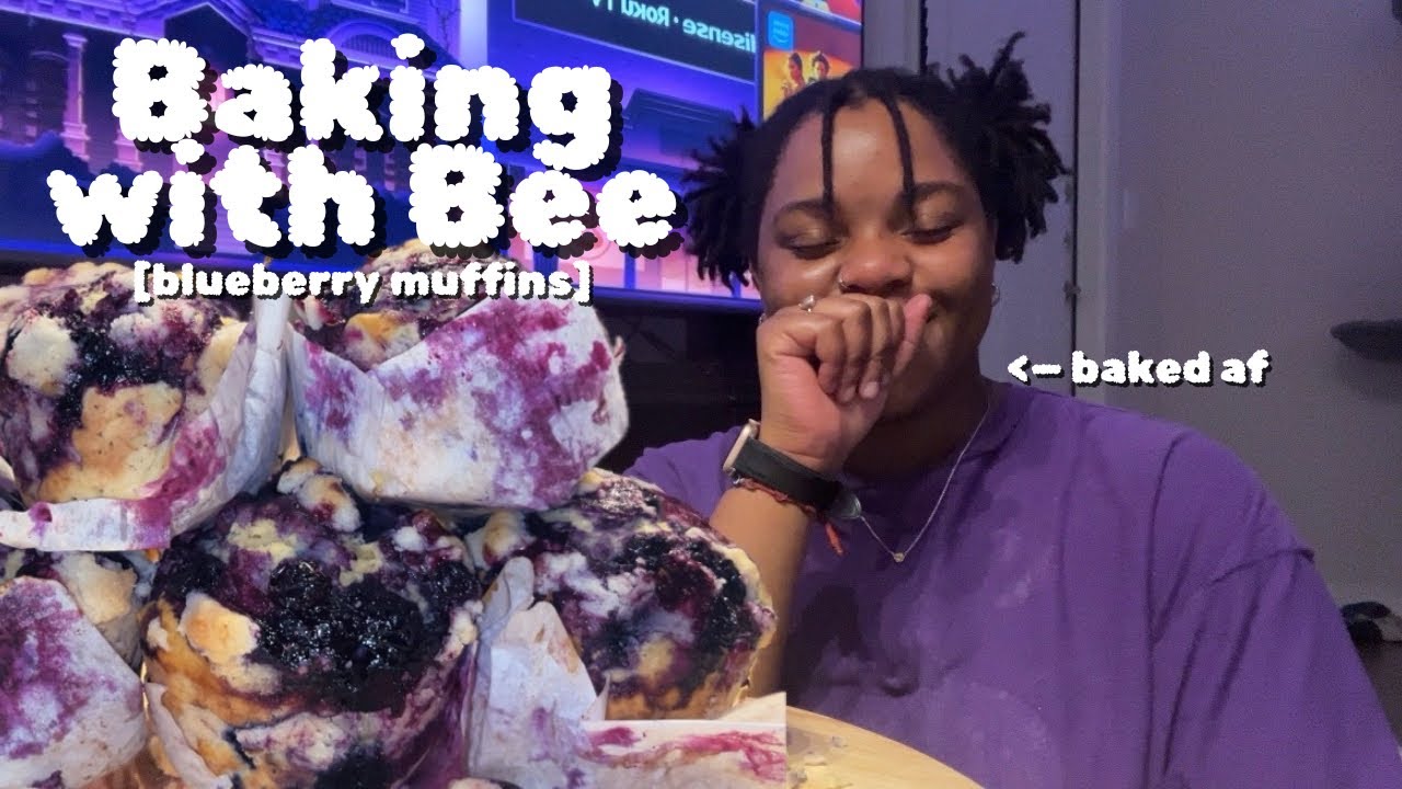 BAKING WHILE BAKED AF | Homemade Blueberry Muffins - YouTube
