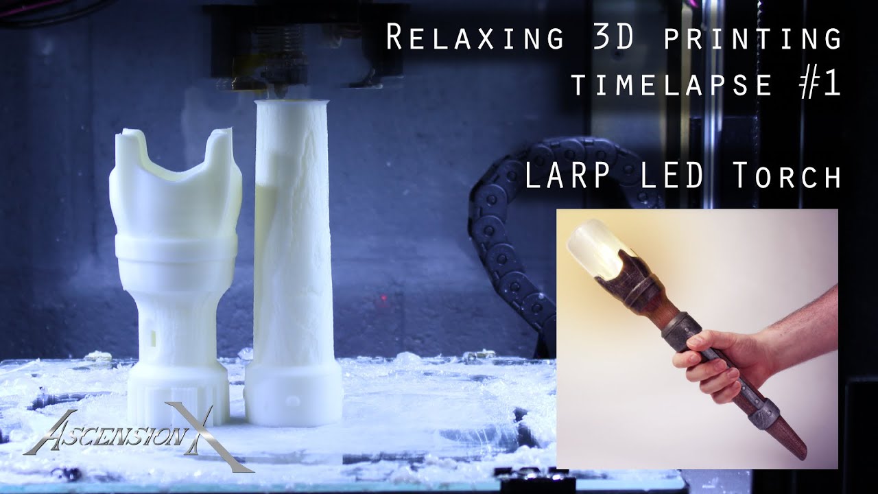 Relaxing 3D printing timelapse #1: LARP LED torch - YouTube