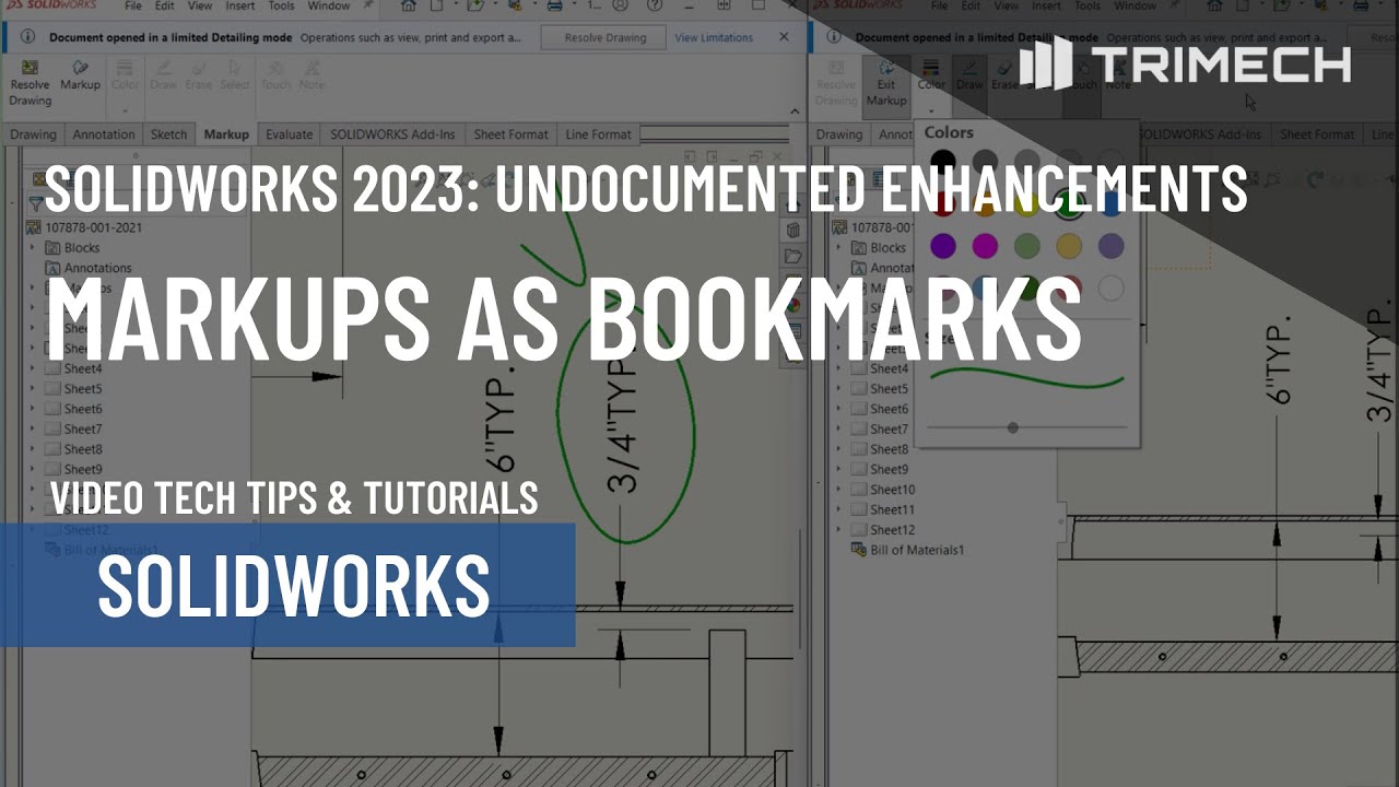 SOLIDWORKS 2023 Undocumented Enhancement: Markups As Bookmarks - YouTube