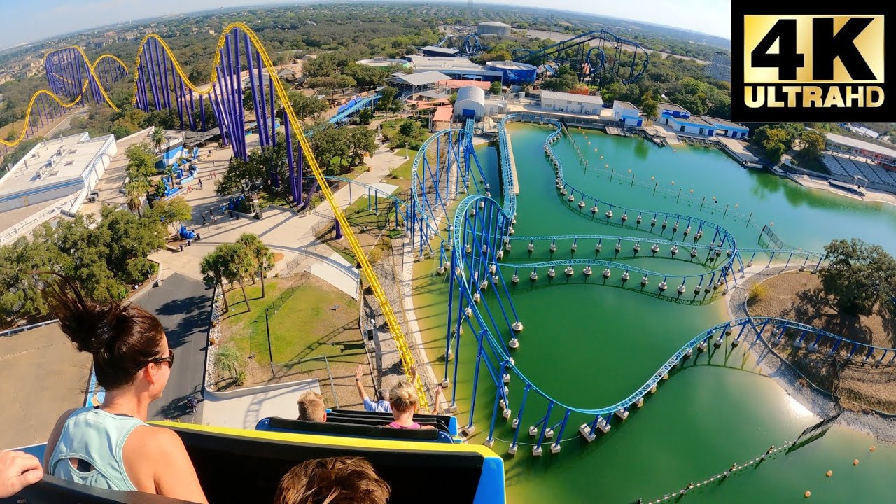 *4K* Steel Eel Seaworld San Antonio Backseat Pov! Rough Hyper Coaster ...