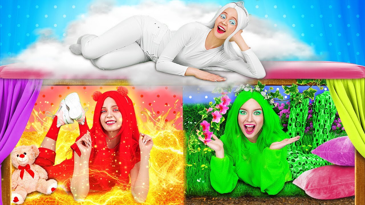 FOUR ELEMENTS IN REAL LIFE || Fire, Water, Earth and Air Girl at School ...