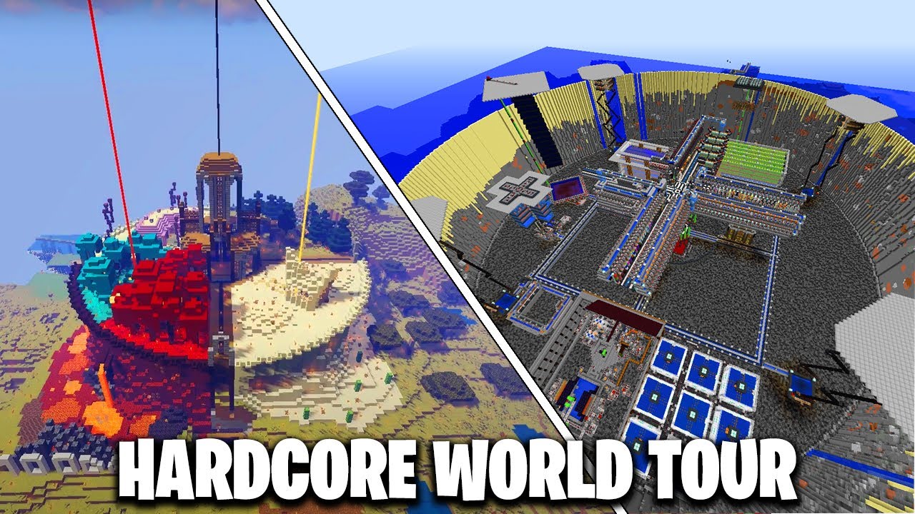 AWESOME Hardcore World Tour w/ OCEAN MEGA BASE! (Hardcore MEGA BASE ...