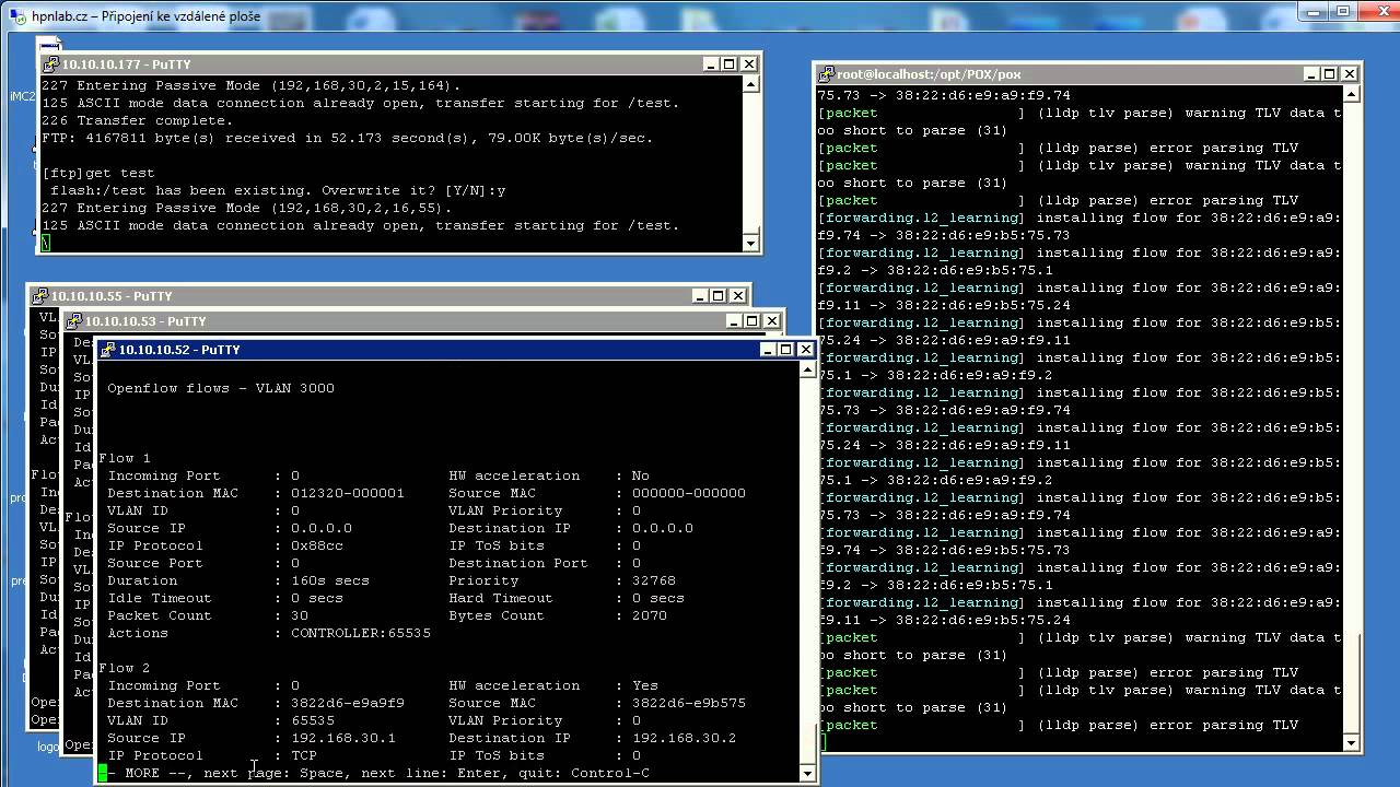 HP OpenFlow switch + POX mini demo (off-topic, nesouvisi s iMC) - YouTube