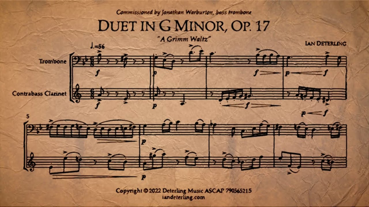 Duet for Trombone and Contrabass Clarinet in G Minor - YouTube