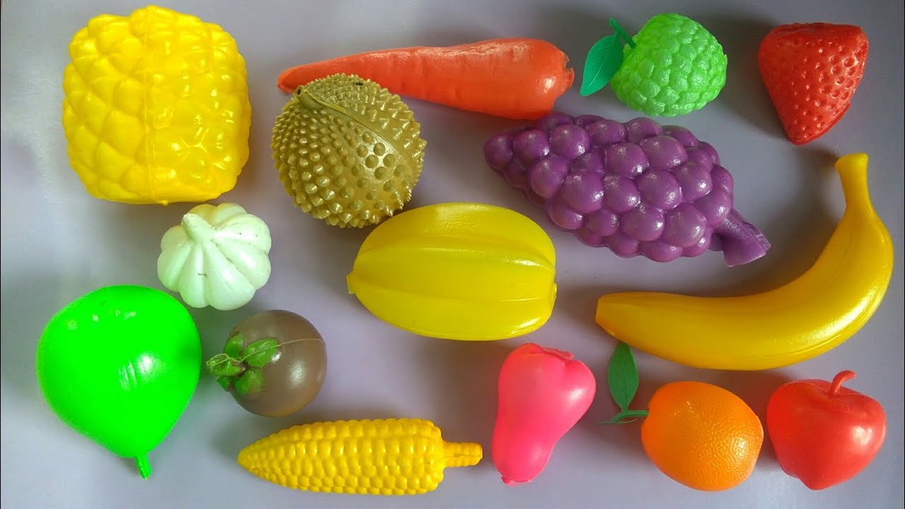 Menemukan banyak mainan buah buahan | apel, jeruk, jambu, pisang ...