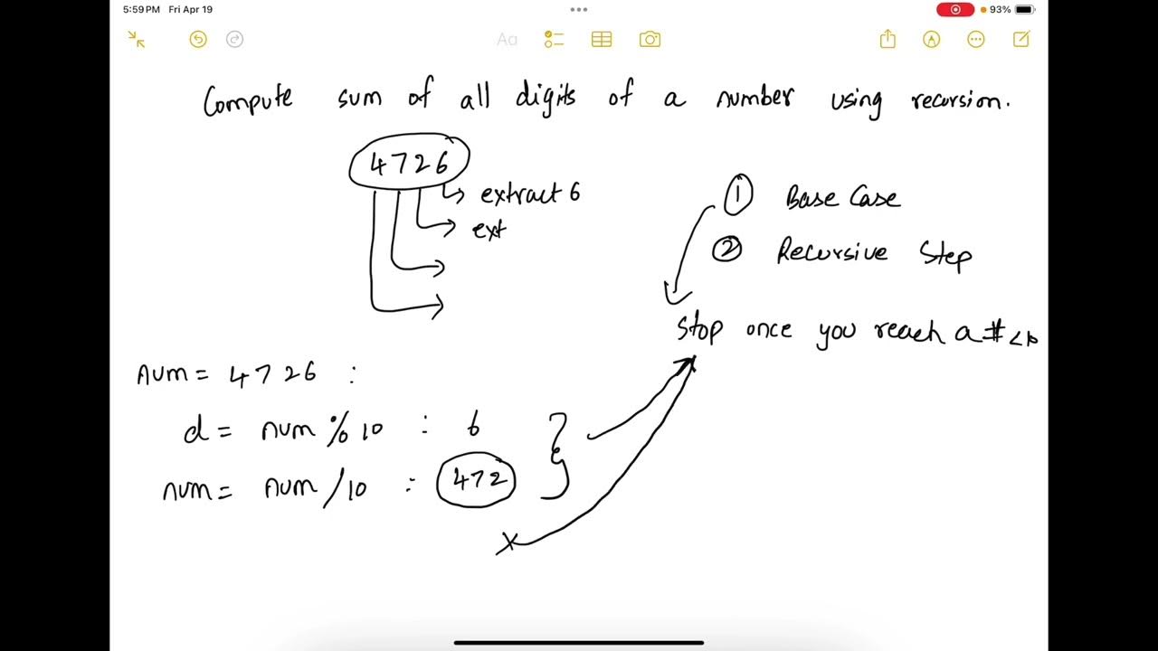 130 Sum Of Digits Using Recursion Youtube
