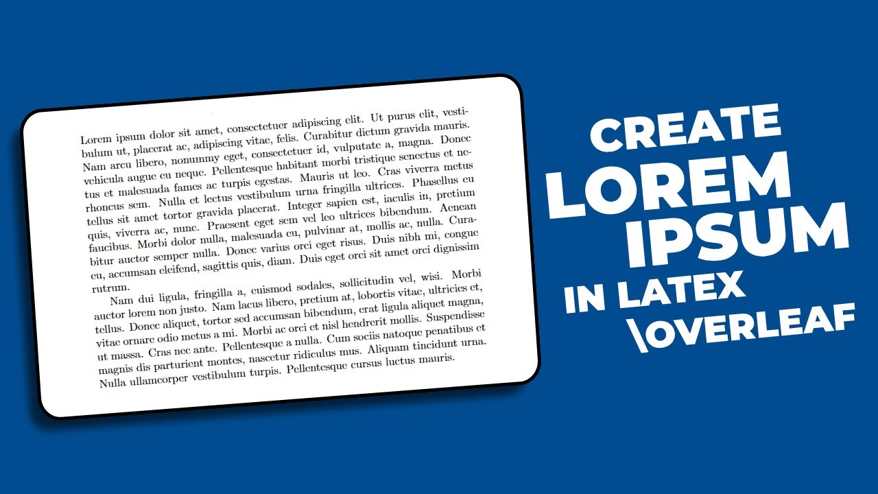 How to generate Lorem Ipsum Text in Latex Overleaf - YouTube