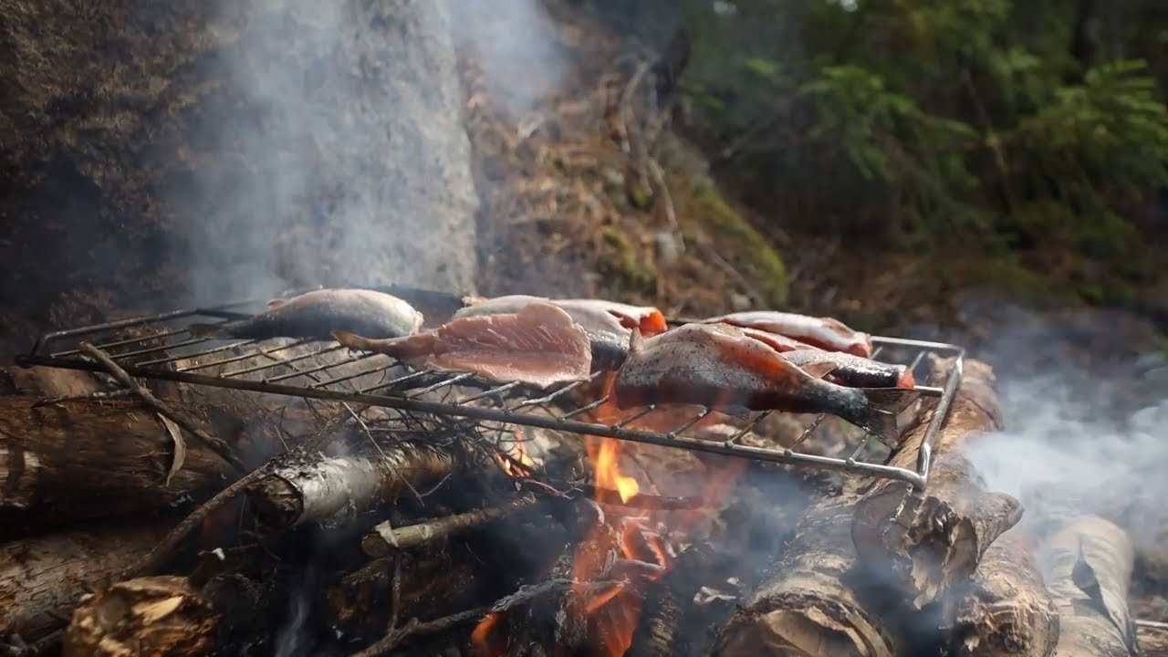 Trout Fishing - Catch and Cook On The Fire - YouTube