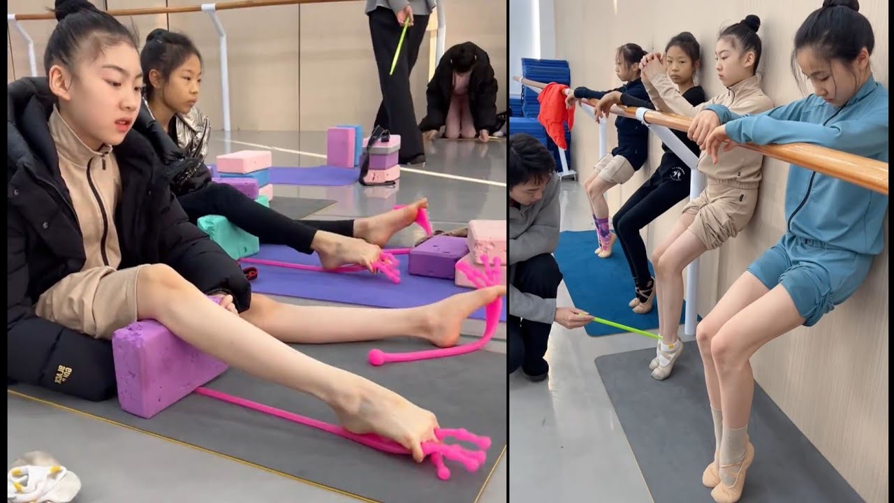 Dance students used a lot of tools to assist in foot training. bgbp ...