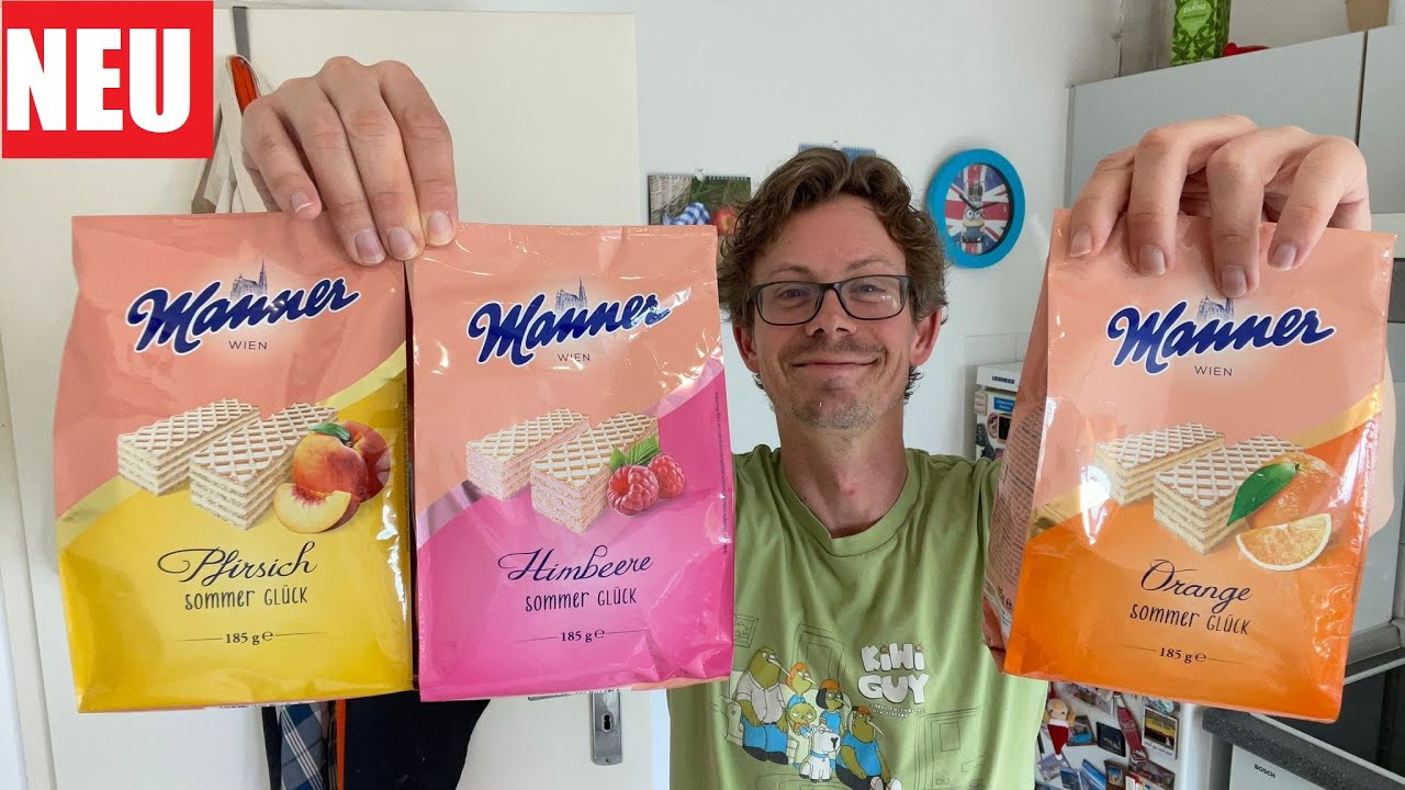 Manner Waffeln Sommer Glück: Himbeere, Pfirsich & Orange im Test! - YouTube