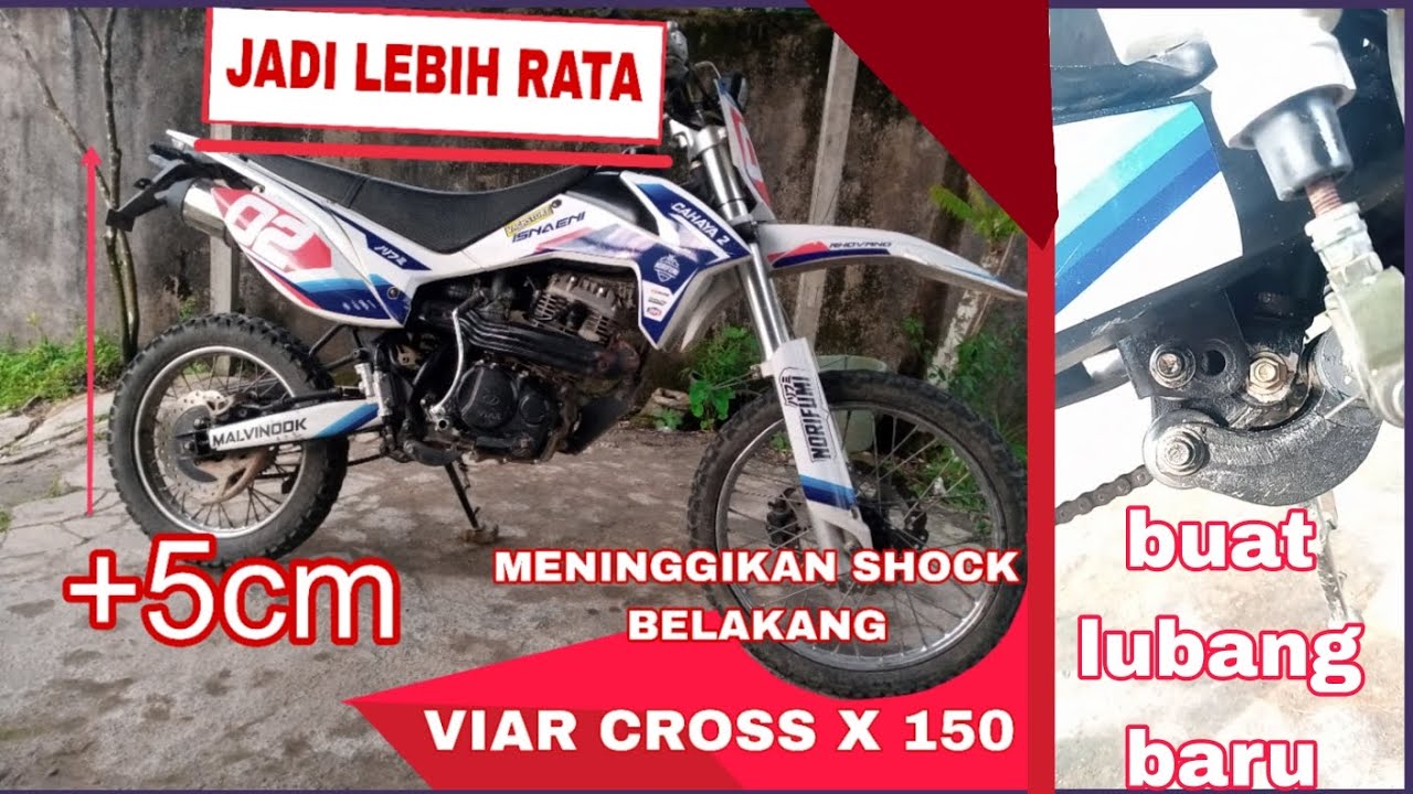cara meninggikan shock belakang Viar Cross X 150, auto nambah 5cm - YouTube