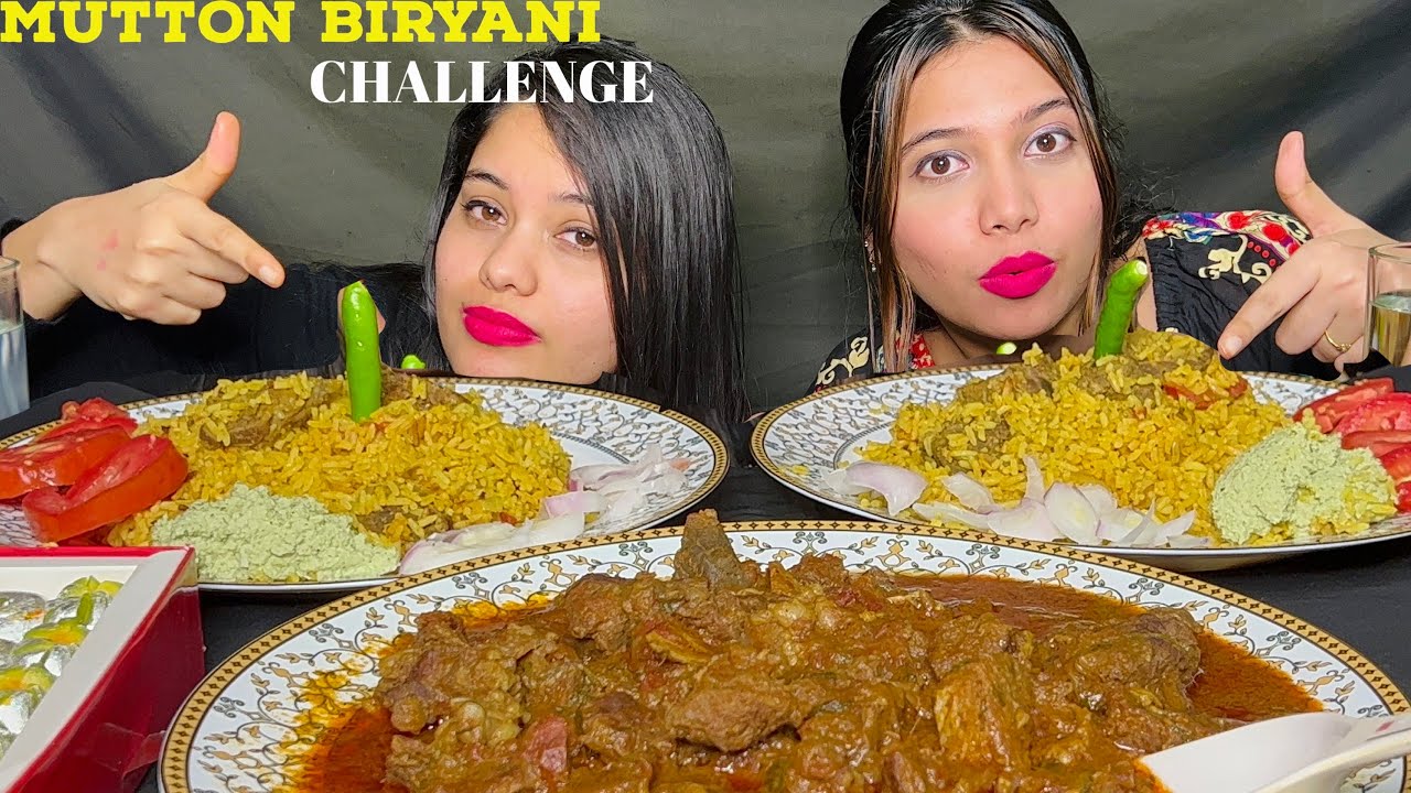 Challenge Mutton Biryani , Mutton Curry ,Salad, Sweets ,Juice Eating ...