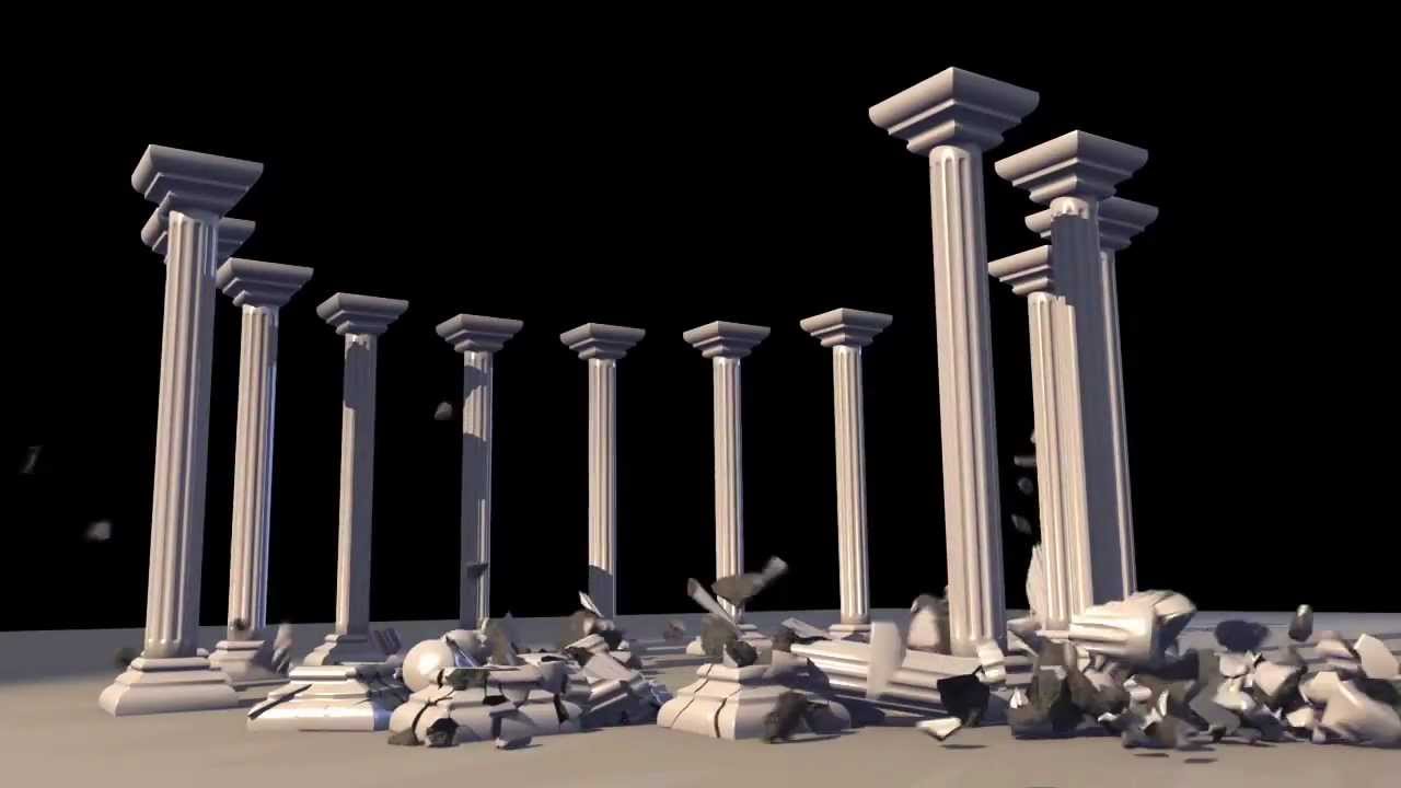 Columns, shatter test in Houdini - YouTube