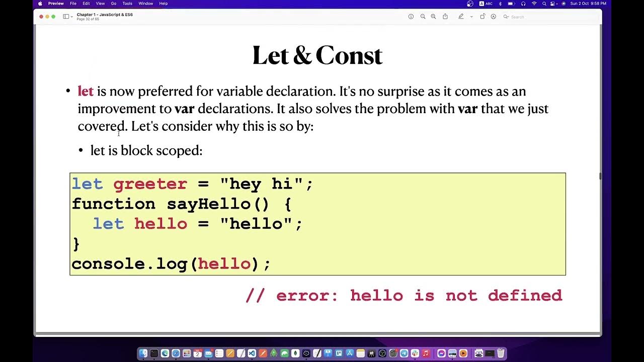 Ch01 Javascript Part 05 Es6 Let And Const Youtube
