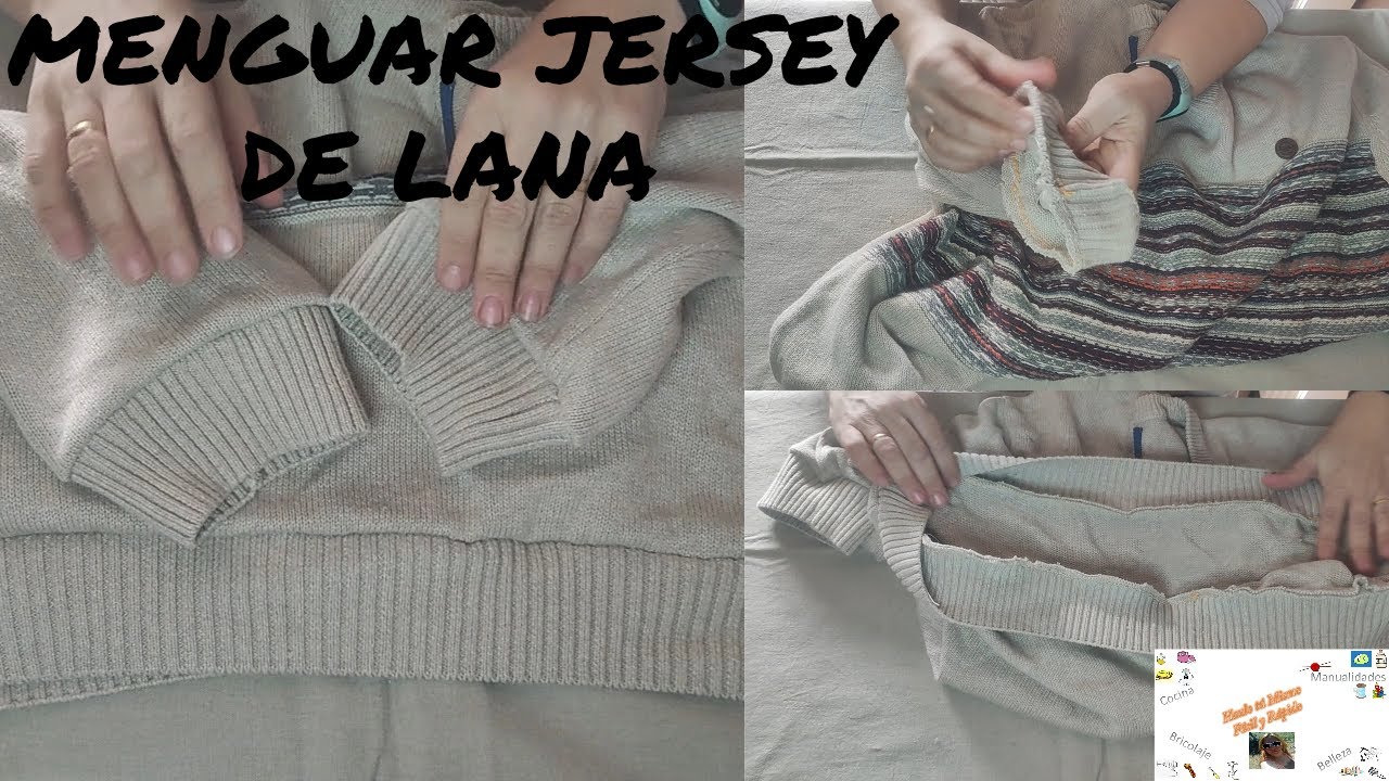 MENGUAR JERSEY DE LANA, ajustar jersey - YouTube