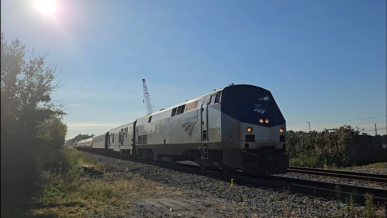 Amtrak Cardinal #51 with an FRA Inspection Car passing through Lansing ...