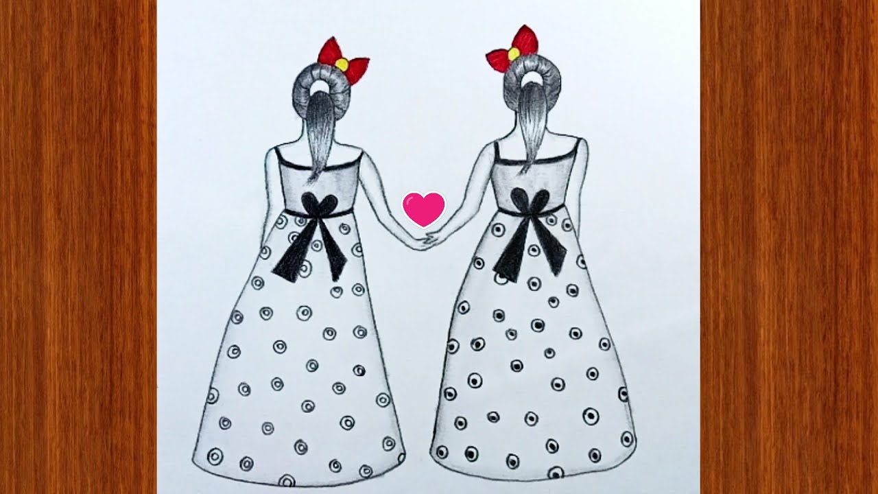 Best friend drawings easy step by step / Bff drawing easy / Easy ...