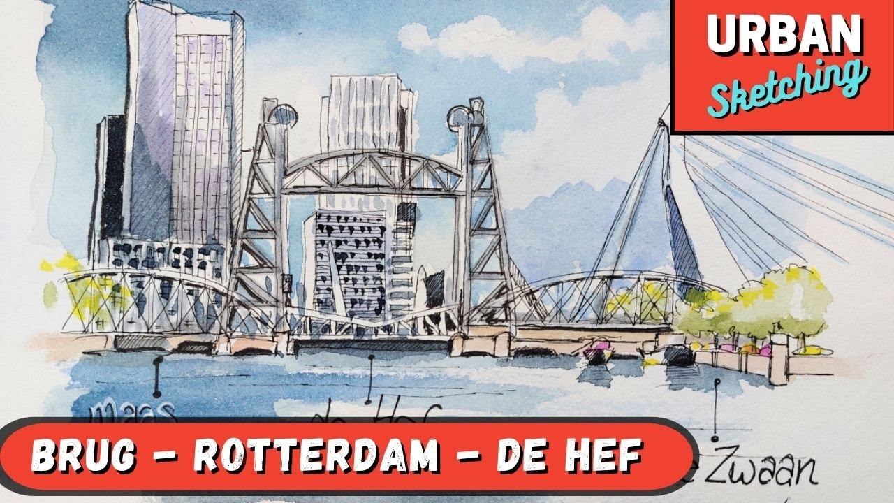 Urban Sketching - hoe teken je de skyline van Rotterdam - YouTube