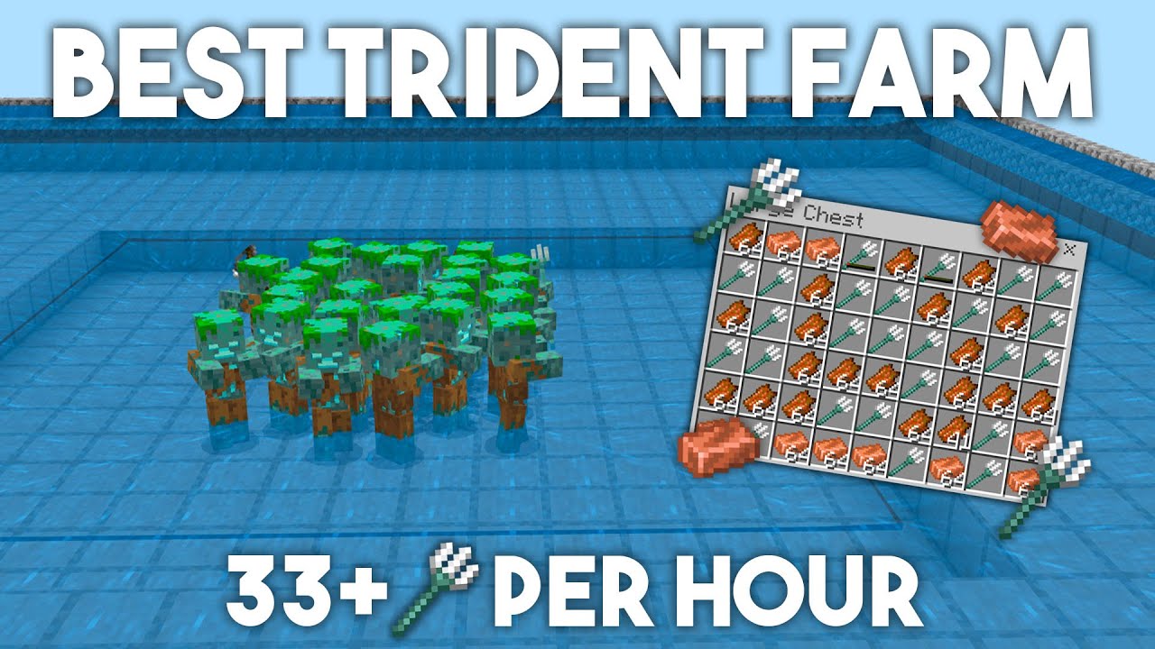 BEST 1.20 Trident Farm in Minecraft Bedrock (MCPE, Windows10,Xbox,PS4 ...