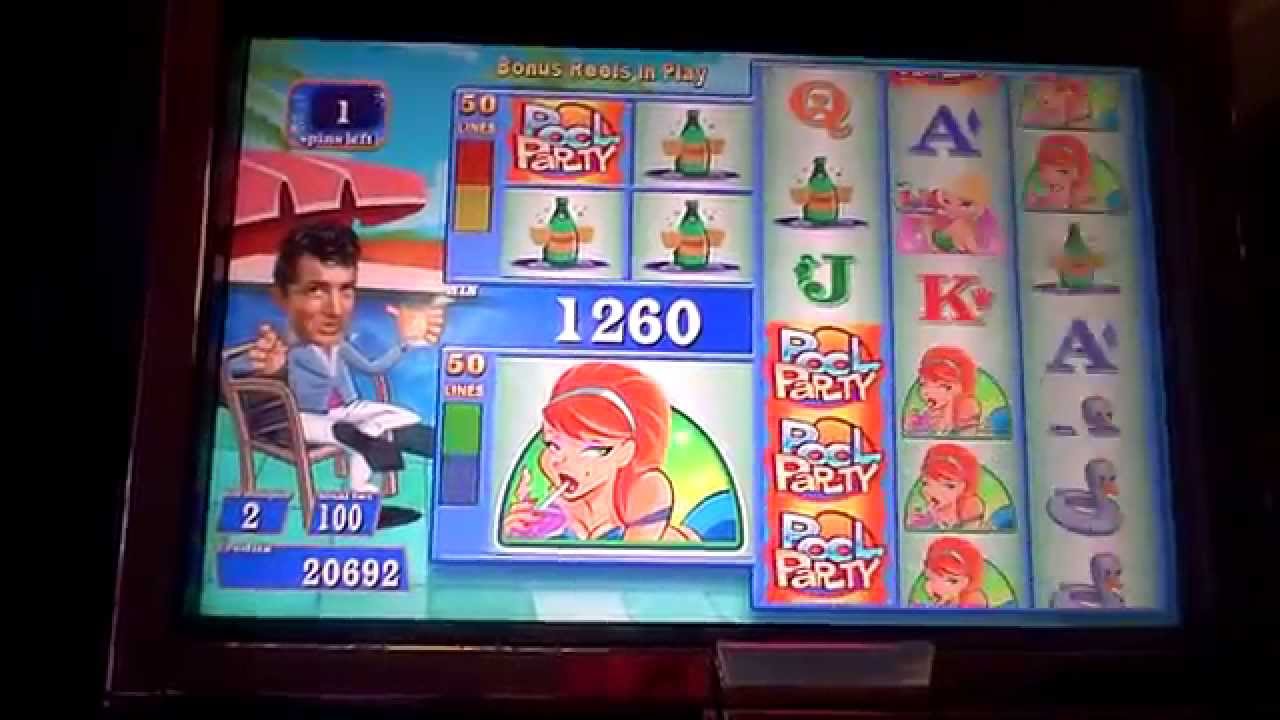 Dean Martin's Pool Party Slot Machine Line Hit And Bonus - YouTube