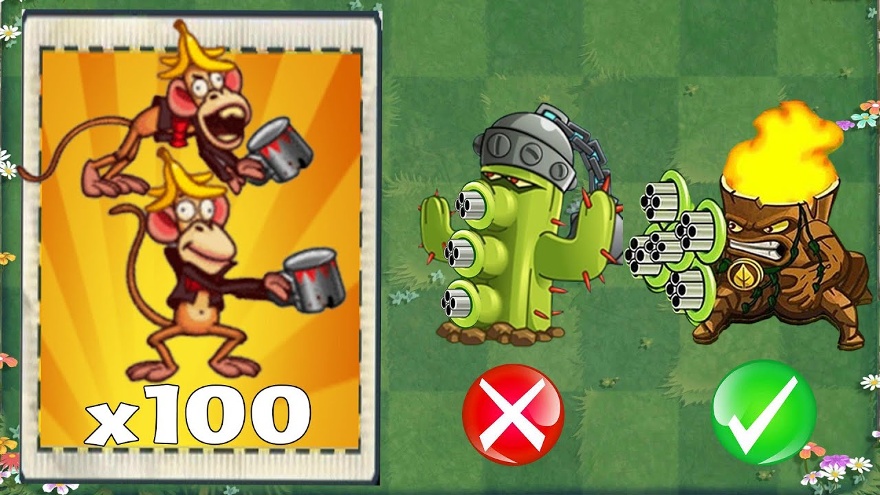 Pvz 2 Challenge - Which Plant Can Destroy 100 Monkey Zombie With 1 ...