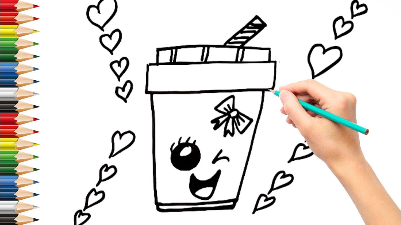 How to Draw Cute drink Drawing with Color | Step by step tutorial for ...