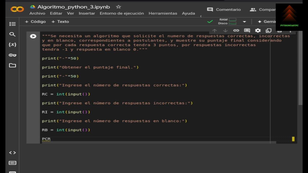 PYTHON ALGORITMO 3 #python #pythontutorial #desarrolloweb - YouTube