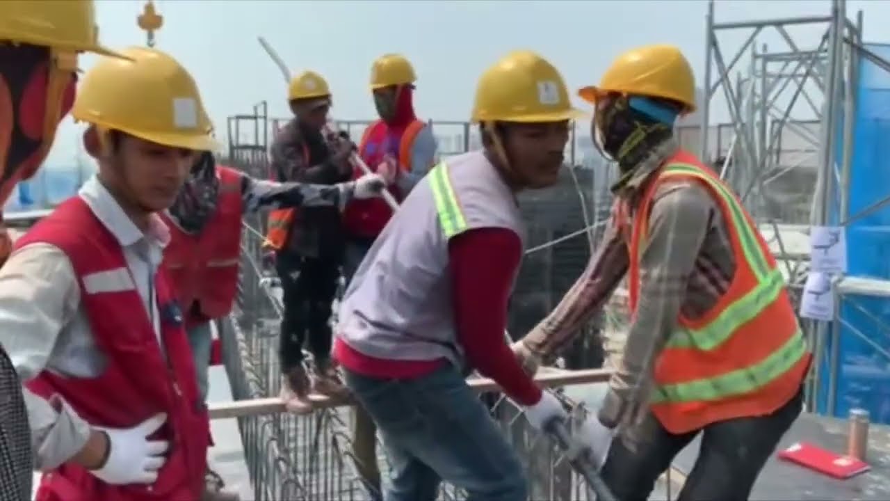 Rebar Work for PT transfer beam - YouTube