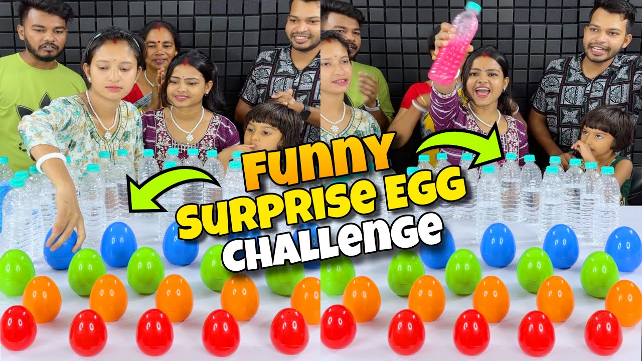 Magic Bottle Shake Surprise Egg Challenge With Family - YouTube