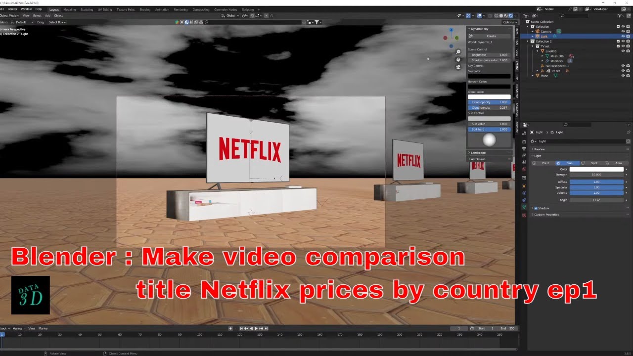 Blender : Make video comparison title Netflix prices by country - YouTube