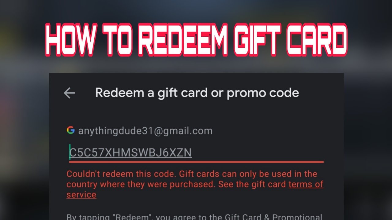 HOW TO REDEEM GIFT CARD (PROBLEM FIXED) - YouTube