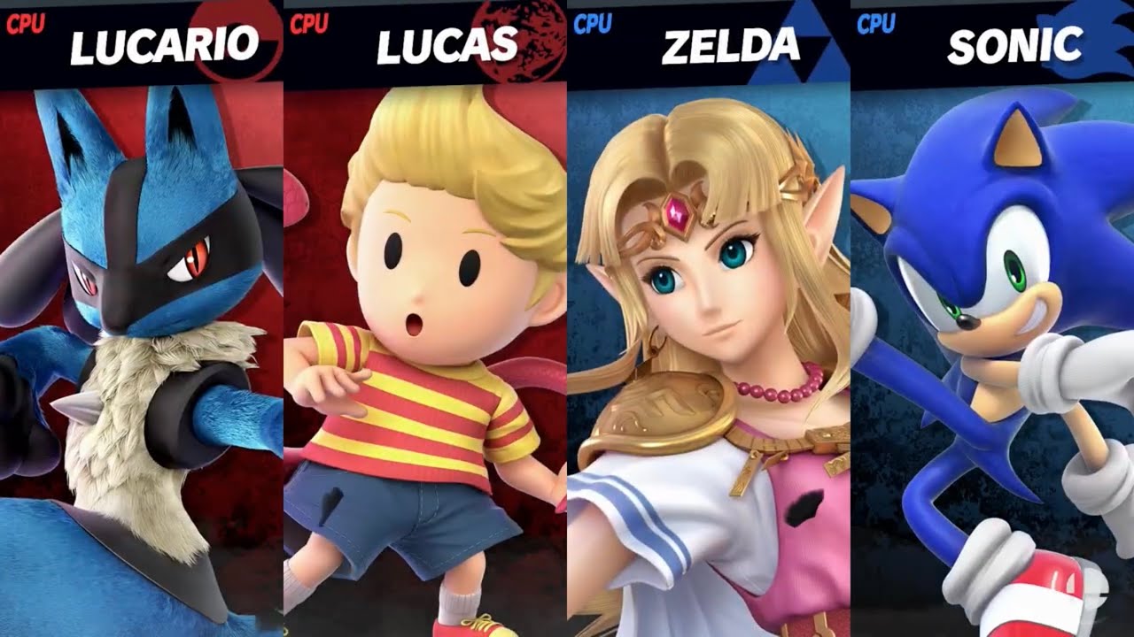 Super Smash Bros. Ultimate - Lucario & Lucas vs Zelda & Sonic - YouTube