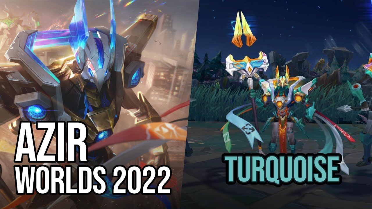 Turquoise Worlds 2022 Azir Skin | League of Legends | Chromas Skin ...