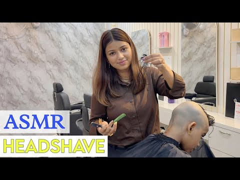 ASMR LADY BARBER FULL HEADSHAVE || GIRL HEADSHAVE || MISS BARBER 