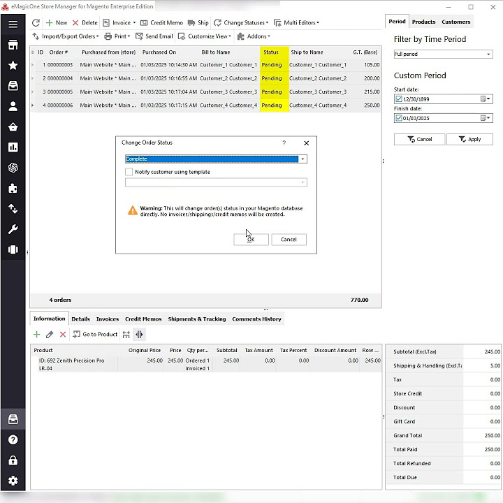 Change Order Status to multiple orders in bulk with Store Manager for Adobe (ex. Magento ...