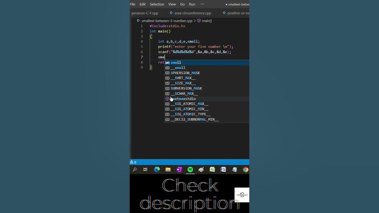 06 C Programming Smallest Between 5 Number Cprogramming Viralshorts Codegroo Ytshorts