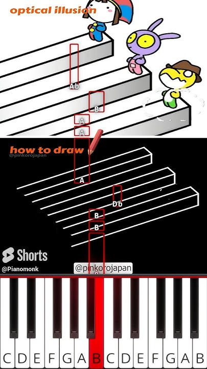 How to draw 3D Optical Illusion🤩3D Art Tutorial Animation(@pinkorojapan) - Octave Piano Tutorial ...