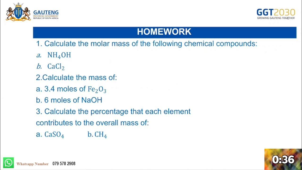 PHYSICAL SCIENCES GRADE 10 : QUANTITATIVE ASPECTS OF CHEMICAL CHANGE ...