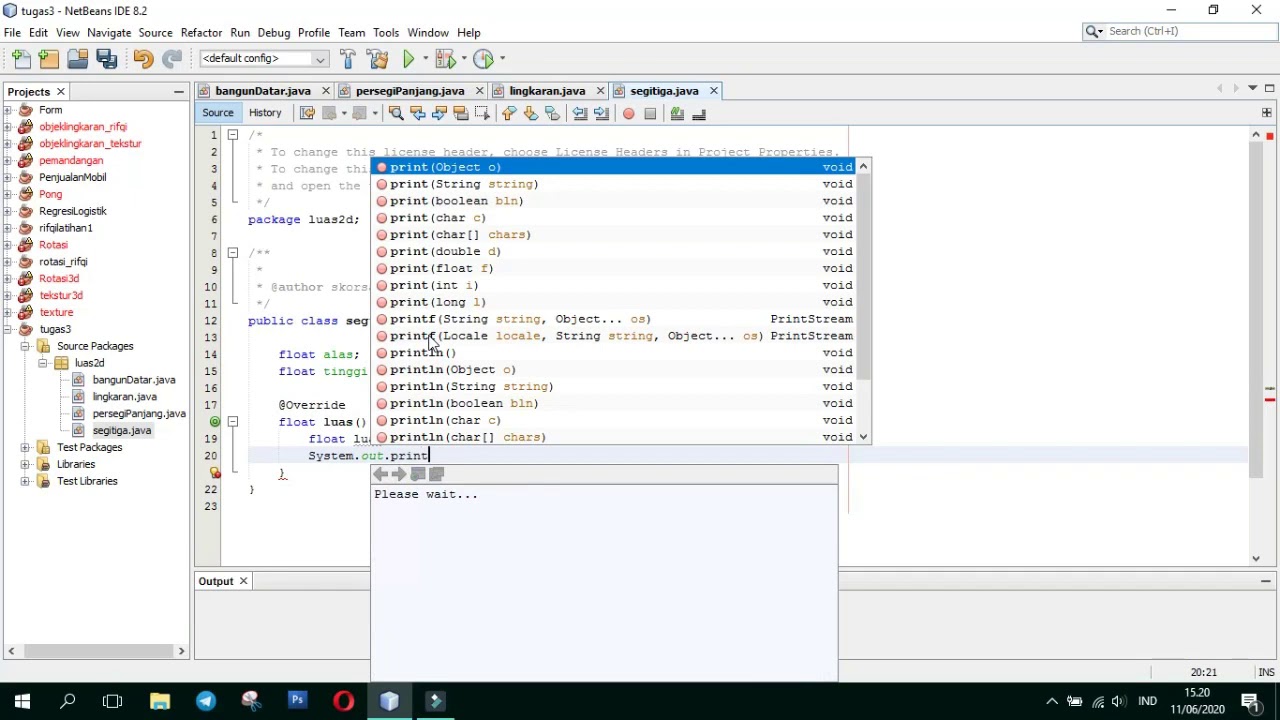 Menghitung Luas Bangun Datar Dengan Java Tugas 3 - YouTube