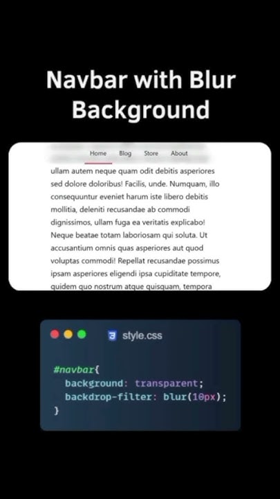 Be A Css Pro 😎 Navbar With Blur Background Css Hmtl Cssdesign Youtube