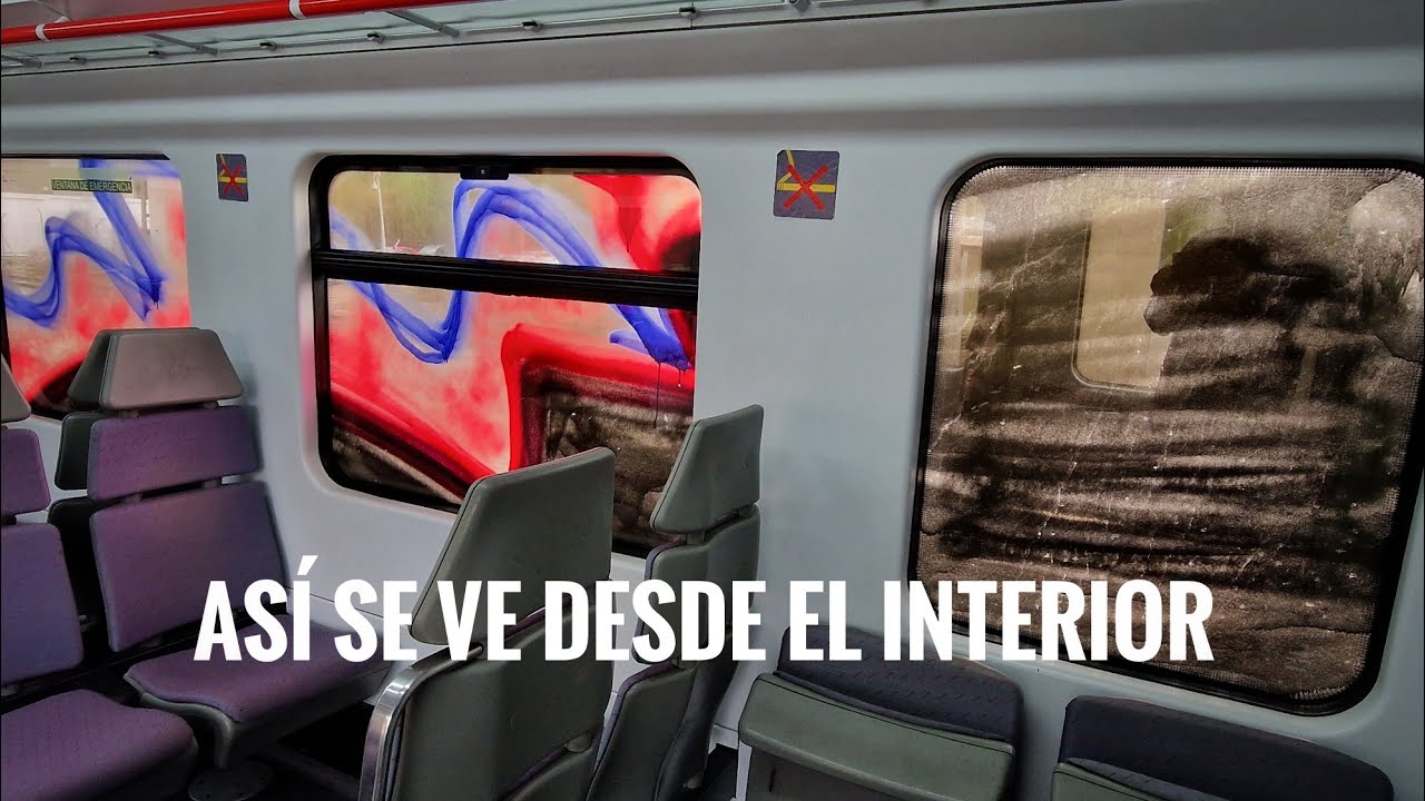 RENFE RODALIES R1 Así se ve desde el interior un tren con grafittis. 😠😡 ...