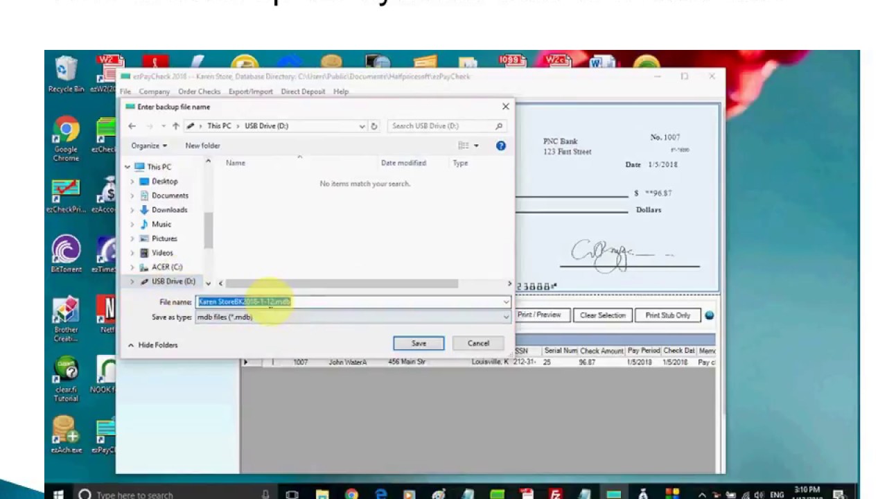 How to back up ezPaycheck payroll data - YouTube