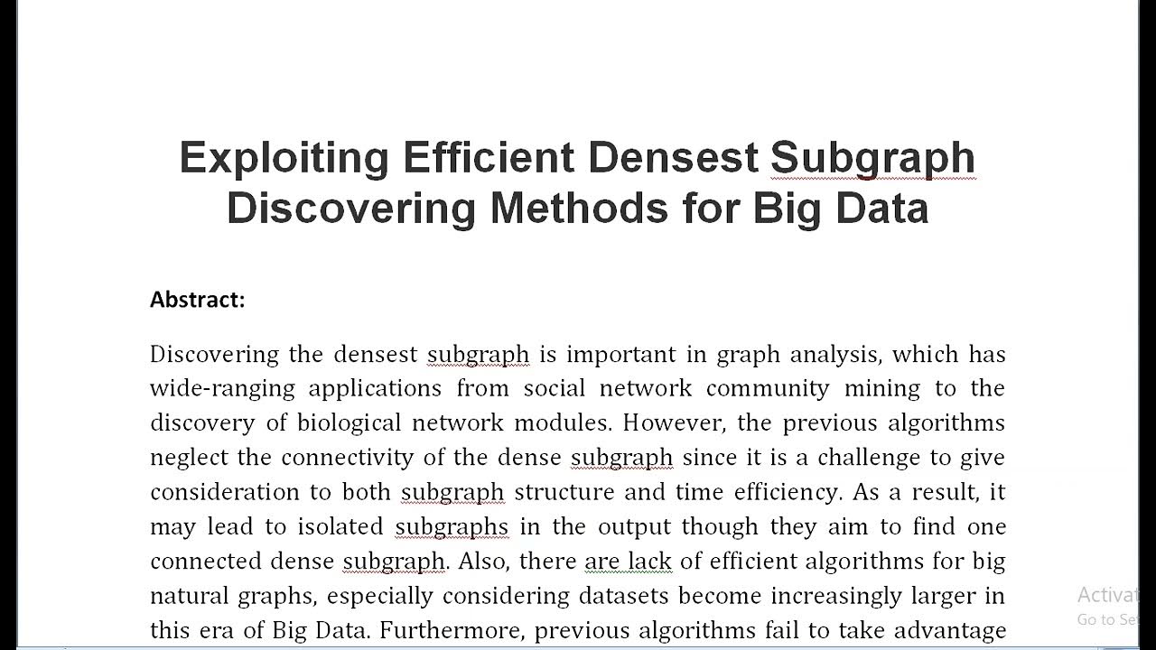 Exploiting Efficient Densest Subgraph Discovering Methods for Big Data - YouTube