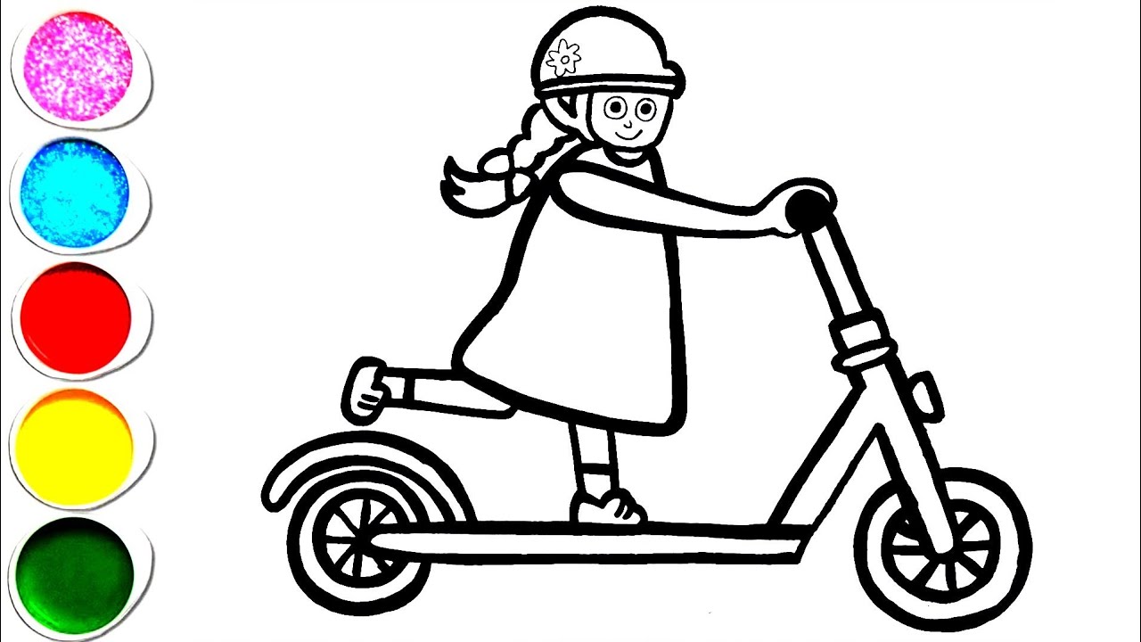 Scooter Drawing, Coloring and Painting for kid's & Toddlers | Let's ...