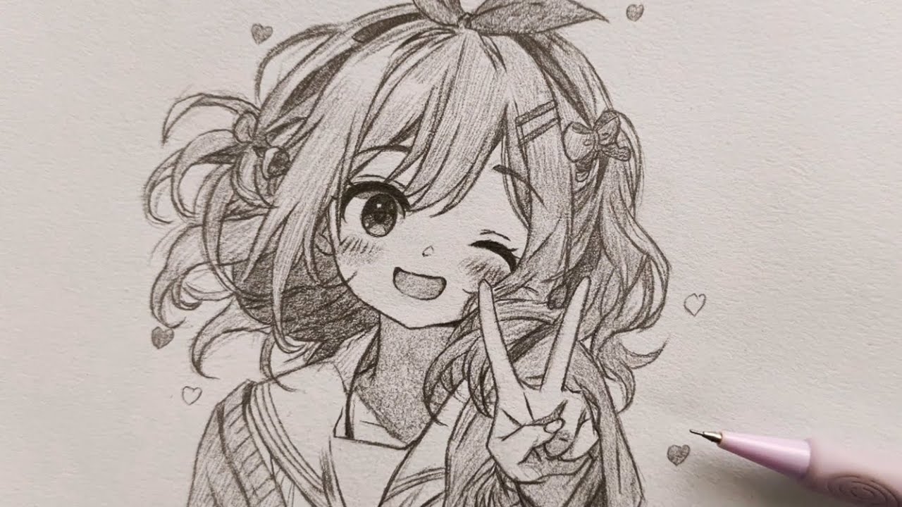 Draw cute anime girl | Draw so easy Anime - YouTube